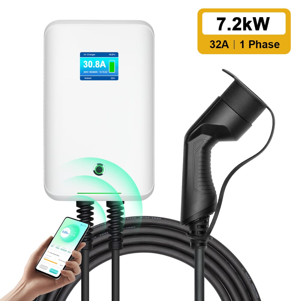 APP EV AC-Ladestation Bluetooth Lade-Wallbox mit Typ-2-Kabel, Chargeur ev Type 2 32A 7/11/22 KW ...